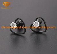 China Fashion Titanium Steel Heart Earrings Stainless Steel Needle Love Heart Shaped Zircon Earrings Female Jewelry Er2903 for sale