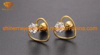 China Fashion Titanium Steel Heart Earrings Stainless Steel Needle Love Heart Shaped Zircon Earrings Female Jewelry Er2903 for sale