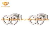 China Fashion Jewelry Titanium Stainless Steel Double Love Earrings Simple Temperament Cute Ear Jewelry Hypoallergenic Earstuds Er2901 for sale