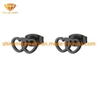 China Fashion Jewelry Titanium Stainless Steel Double Love Earrings Simple Temperament Cute Ear Jewelry Hypoallergenic Earstuds Er2901 for sale