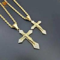 China European and American Hip-Hop Accessories Titanium Steel Gold-Plated CZ Personalized Cross Pendant Sspt096 for sale