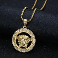 China Europe and America Hip Hop Hiphop Jewelry Stainless Steel Gold Plated Diamond Fried Dough Twists Greek Mythology Pendant Necklace Sspt623 for sale