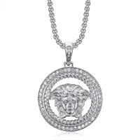 China Europe and America Hip Hop Hiphop Jewelry Stainless Steel Gold Plated Diamond Fried Dough Twists Greek Mythology Pendant Necklace Sspt623 for sale