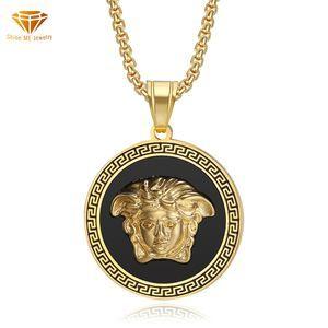 China Hiphop Fashion Jewelry From Europe and America Titanium Steel Color Preservation Vacuum Gold-Plated Ancient Greek Mythology Pendant Sspt023 for sale