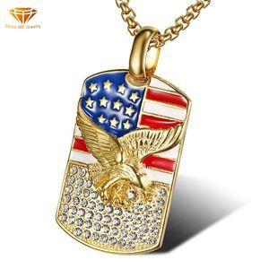 China Hip Hop Hiphop Jewelry Titanium Steel/Stainless Steel Paint Rhinestone American Flag Eagle Pendant Spdw081 for sale