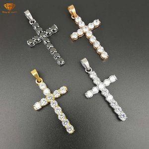 China Hot-Selling Hot-Selling Jewelry 316 Stainless Steel Gold-Plated Inlaid AAA Zircon Cross Pendant Spsz049 for sale