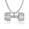 China Fashionable Personality Stainless Steel Necklace Dumbbell Barbell Pendant Fitness and Bodybuilding Pendant Hop535 for sale