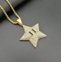 China European and American Cross-Border New Nightclub Hip-Hop Hiphop Jewelry Stainless Steel Gold-Plated Full Diamond Starfish Five-Pointed Star Pendant Spt1216 for sale