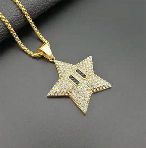 China European and American Cross-Border New Nightclub Hip-Hop Hiphop Jewelry Stainless Steel Gold-Plated Full Diamond Starfish Five-Pointed Star Pendant Spt1216 for sale