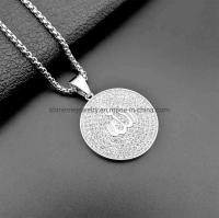 China Fashion Jewelry Arabic Muslim Jewelry Titanium Steel Gold Plated Full Diamond Islam Koran Mantra Amulet Pendant Spt2624 for sale