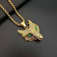 China Hot Selling Nordic Viking Jewelry Stainless Steel Gold Plated and Diamond Celtic Wolf Head Pendant Spt2620 for sale