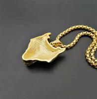 China Hot Selling Nordic Viking Jewelry Stainless Steel Gold Plated and Diamond Celtic Wolf Head Pendant Spt2620 for sale