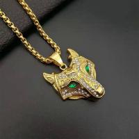China Hot Selling Nordic Viking Jewelry Stainless Steel Gold Plated and Diamond Celtic Wolf Head Pendant Spt2620 for sale