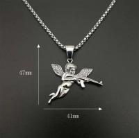China Hot-Selling New Hip-Hop Hiphop Jewelry Titanium Steel Gold-Plated Diamond Revenge Angel Ak47 Pendant Spt2617 for sale