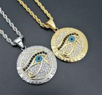 China European and American Exotic The Eye of Horus Jewelry Titanium Steel Gold-Plated Diamonds Horus Eye Pendant Spt2619 for sale