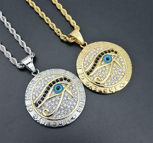 China European and American Exotic The Eye of Horus Jewelry Titanium Steel Gold-Plated Diamonds Horus Eye Pendant Spt2619 for sale