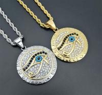 China European and American Exotic The Eye of Horus Jewelry Titanium Steel Gold-Plated Diamonds Horus Eye Pendant Spt2619 for sale