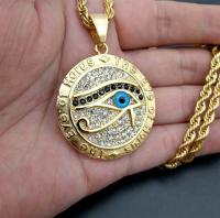 China European and American Exotic The Eye of Horus Jewelry Titanium Steel Gold-Plated Diamonds Horus Eye Pendant Spt2619 for sale