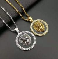 China Explosion Hip Hop Hiphop Jewelry Stainless Steel Gold-Plated Diamond Lion Head Pendant Spt2622 for sale