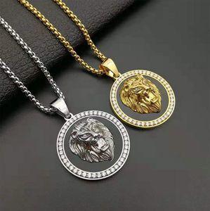 China Explosion Hip Hop Hiphop Jewelry Stainless Steel Gold-Plated Diamond Lion Head Pendant Spt2622 for sale
