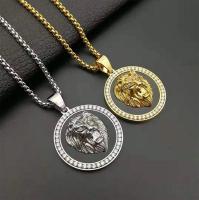 China Explosion Hip Hop Hiphop Jewelry Stainless Steel Gold-Plated Diamond Lion Head Pendant Spt2622 for sale