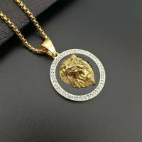 China Explosion Hip Hop Hiphop Jewelry Stainless Steel Gold-Plated Diamond Lion Head Pendant Spt2622 for sale