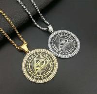 China Hip-Hop Hiphop Tide Brand Titanium Steel Gold-Plated Diamonds God's Eye AG Masonic Pendant for Men and Women Spt2621 for sale