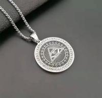China Hip-Hop Hiphop Tide Brand Titanium Steel Gold-Plated Diamonds God's Eye AG Masonic Pendant for Men and Women Spt2621 for sale