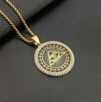 China Hip-Hop Hiphop Tide Brand Titanium Steel Gold-Plated Diamonds God's Eye AG Masonic Pendant for Men and Women Spt2621 for sale