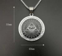 China Hip-Hop Hiphop Tide Brand Titanium Steel Gold-Plated Diamonds God's Eye AG Masonic Pendant for Men and Women Spt2621 for sale
