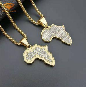 China Hot-Sale Hip-Hop Hiphop Jewelry Titanium Steel Gold-Plated Diamond Diamond Map Pendant for Africa Spt2621 for sale