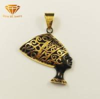 China New Hip-Hop Hiphop Accessories Titanium Steel Gold-Plated Ancient Egyptian Black Pharaoh Pendant Spt2615 for sale