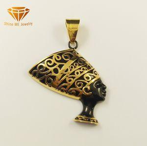 China New Hip-Hop Hiphop Accessories Titanium Steel Gold-Plated Ancient Egyptian Black Pharaoh Pendant Spt2615 for sale