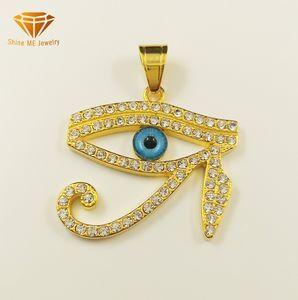 China The Eye of Horus Jewelry Titanium Stainless Steel Gold Plated Diamond Horus Blue Eye Pendant Spt2616 for sale