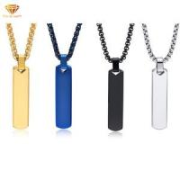 China Engraveable Jewelry Minimalist Pendant Stainless Steel Three-Dimensional Rectangular Geometric Necklace Jewelry for Men Pn1676 for sale