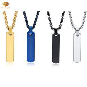 China Engraveable Jewelry Minimalist Pendant Stainless Steel Three-Dimensional Rectangular Geometric Necklace Jewelry for Men Pn1676 for sale