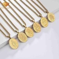 China European and American God Guardian Elliptical Medal Stainless Steel Pendant Necklace Men's and Women's Fashion Accessories Sspt593 for sale