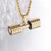 China Jewelry Fitness Weightlifting Dumbbell Stainless Steel Jewelry Hip Hop Pendant for Men Fitness Titanium Steel Necklace Hop474 for sale