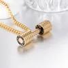 China Jewelry Fitness Weightlifting Dumbbell Stainless Steel Jewelry Hip Hop Pendant for Men Fitness Titanium Steel Necklace Hop474 for sale