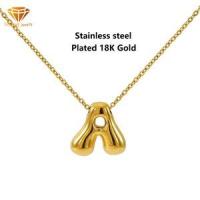 China 2024 New Titanium Steel 26 Chubby Letter Pendant Necklace Plated with 18K Temperament Light Luxury Collarbone Chain Factory Wholesale Nk1524 for sale