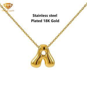 China 2024 New Titanium Steel 26 Chubby Letter Pendant Necklace Plated with 18K Temperament Light Luxury Collarbone Chain Factory Wholesale Nk1524 for sale