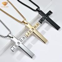 China Jesus Stainless Steel Cross Pendant Neutral Wind Titanium Steel Cross Pendant Necklace Ssnk425s for sale