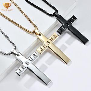 China Jesus Stainless Steel Cross Pendant Neutral Wind Titanium Steel Cross Pendant Necklace Ssnk425s for sale