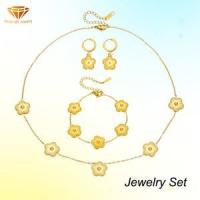 China Five Leaf Flower Jewelry Set with Four Leaf Grass Laser Titanium Steel Plum Blossom Fashion Network Red Tide Jewelry Nbe0101 for sale