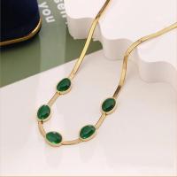 China Alien Emerald Blade Chain Necklace with Titanium Steel Retro Minimalist Design, a Niche Collarbone Chain Necklace Accessory Nk0132 for sale