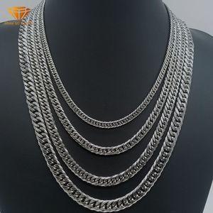 China European and American Stainless Steel Double Woven Double Buckle Six-Sided Grinding Necklace Titanium Steel Cuban Chain Men's Jewelry Fashion Domineering Chain for sale