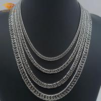 China European and American Stainless Steel Double Woven Double Buckle Six-Sided Grinding Necklace Titanium Steel Cuban Chain Men's Jewelry Fashion Domineering Chain for sale