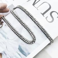 China European and American Stainless Steel Double Woven Double Buckle Six-Sided Grinding Necklace Titanium Steel Cuban Chain Men's Jewelry Fashion Domineering Chain for sale