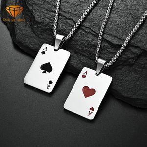 China Poke Red Peach a Spade a Titanium Steel Pendant Playing Card Personality Lucky Necklace Trendy Pendant Ssnk325 for sale