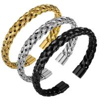 China Wholesale of European and American Fried Dough Twists Braided Steel Wire 8mm Men's Simple Stainless Steel Bracelet Bg2165 for sale